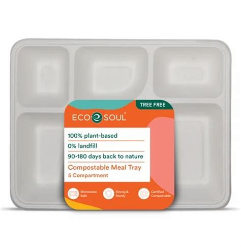 Compartment Bagasse Disposable Meal Tray At Piece In Noida ID