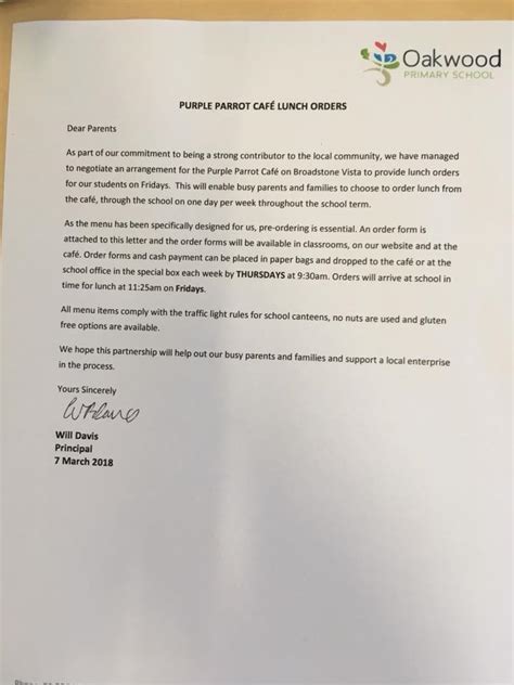 Lunch Orders Oakwood Primary School