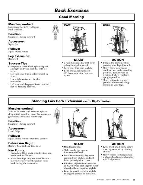 Back Exercises Standing Low Back Extension Good Morning Bowflex