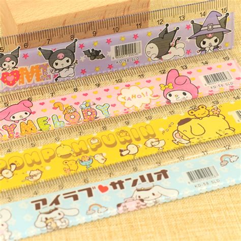 Anime Cartoon Ruler Lovely Rabbit Pupil 15cm Ruler Creative Wave Ruler Girl Heart Measuring
