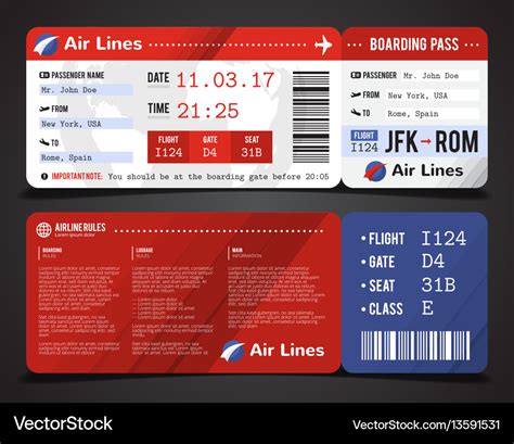 Boarding Pass Design Composition Royalty Free Vector Image