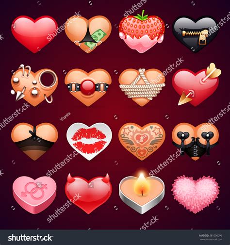 Set Icons Erotic Hearts Your Hot Stock Vector Royalty Free