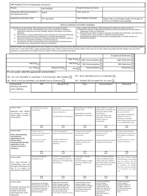 Summative Assessment Marking Grid Pdf Marketing Understanding