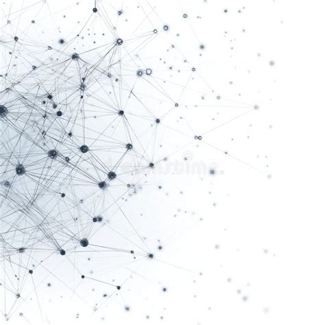 Abstract Network Visualization With Interconnected Nodes And Lines Representing Data Flow In A