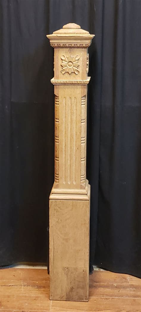 Restored Ornate Solid Oak Newel Post 54 12 By 7 12 Ga9704