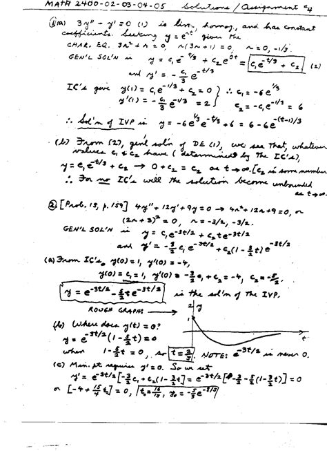 Assignment 4 With Solution Introduction To Differential Equation Math 2400 Assignments
