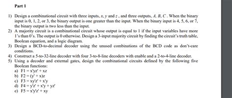 Solved 1 Design A Combinational Circuit With Three Inputs