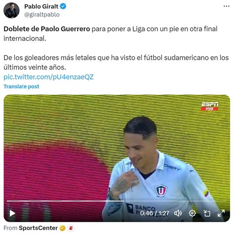 ‘pollo Vignolo Se Rindió Ante Paolo Guerrero Tras Su Gol En Ldu Vs