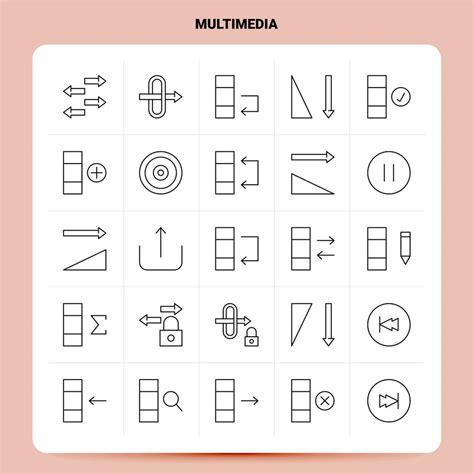Outline 25 Multimedia Icon Set Vector Line Style Design Black Icons