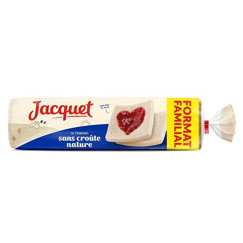 JACQUET PAIN DE MIE NATURE SANS CROÛTE Paquet de tranches Petit Déjeuner Pain de Mie et