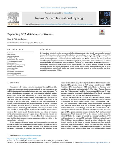 Expanding Dna Database Effectiveness Download Free Pdf Dna