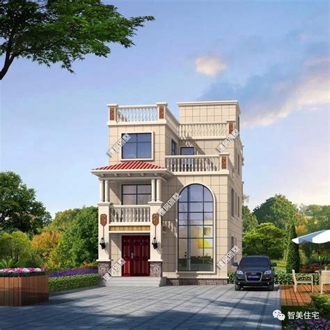 平屋顶别墅户型图纸，面宽较小，进深尺寸很大。图纸头条鲁班设计图纸官网