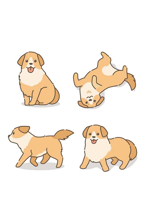 可爱手绘黄色小狗免扣元素 狗元素