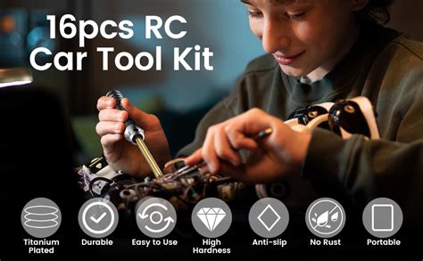 ZIQING RC Car Tool Kit 16pcs RC Screwdriver Tool Set Includes Flat Phillips Hex Titanium