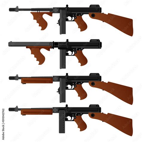 Classic American Submachine Gun Ai Illustrator Stock Vector Adobe Stock