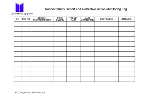 Muyi Fm Qms 08 02rev00 Nonconformity Report And Corrective Action