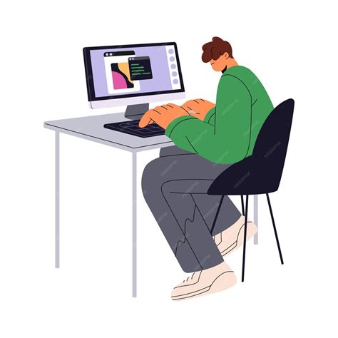 premium vector coder writing code on computer digital designer typing
