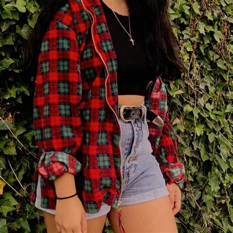 Summer Outfit Black Crop Top Outfit Red Flannel Outfit Red And