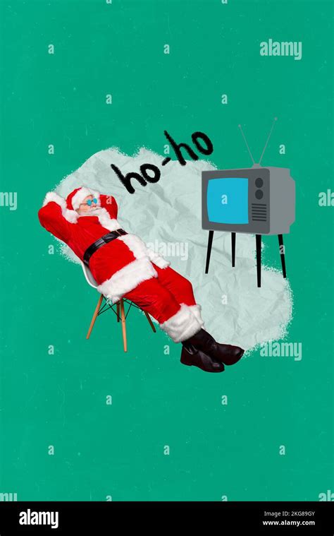 Collage Artwork Graphics Picture Of Funky Funny Xmas Grandfather Having