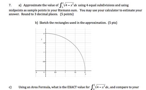 solved approximate the value of using 4 equal subdivisions