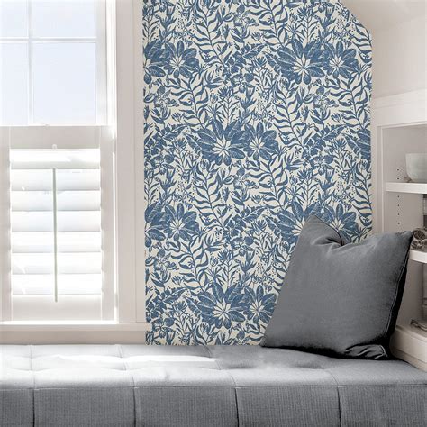 Blue Foliole Peel And Stick Wallpaper Hume Internationale
