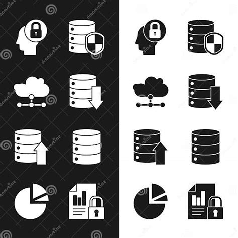Set Server Data Web Hosting Network Cloud Connection Human Head
