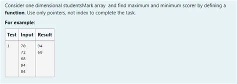 Solved Consider One Dimensional Students Mark Array And Find Chegg