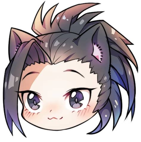 An Anime Character With Purple Hair And Cat Ears On Her Head Looking