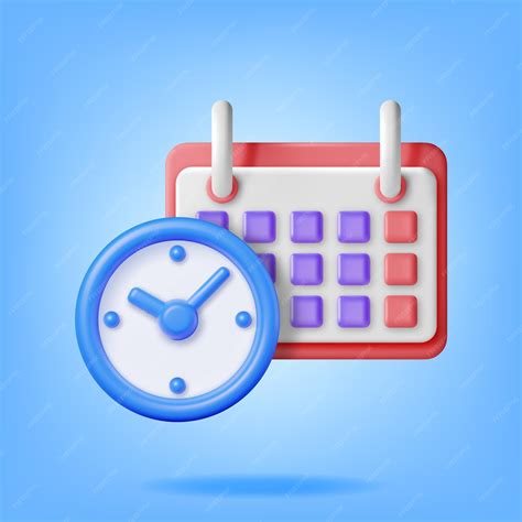 3d 종이 나선형 벽 달력 및 시계 격리된 렌더링 달력 및 알람 시계 일정 약속 주최자 작업표 시간 관리 중요한 날짜 만화 벡터 그림 프리미엄 벡터