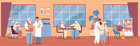 Flat Nursing Home Composition 12632054 Vector Art At Vecteezy