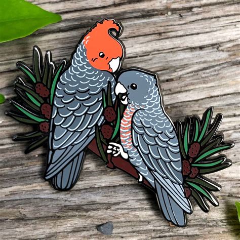 Gang Gang Cockatoo Pair Enamel Pin Evelyns Place