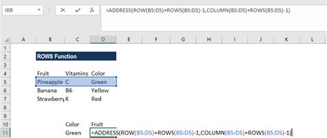 ROWS Function Formula Example Template Excel