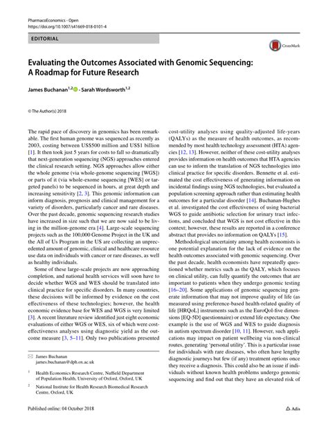 Pdf Evaluating The Outcomes Associated With Genomic Sequencing A Roadmap For Future Research