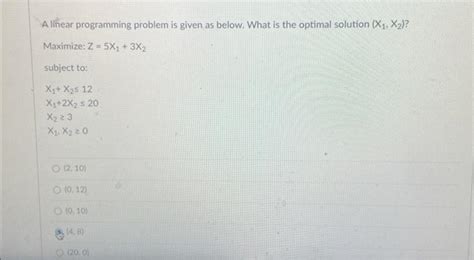 Solved A Linear Programming Problem Is Given As Below What Chegg