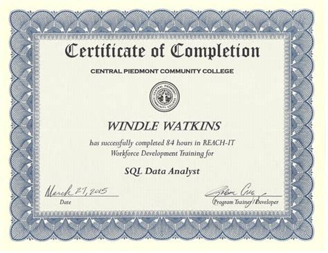 Certificate Sql Data Analysis Ppt