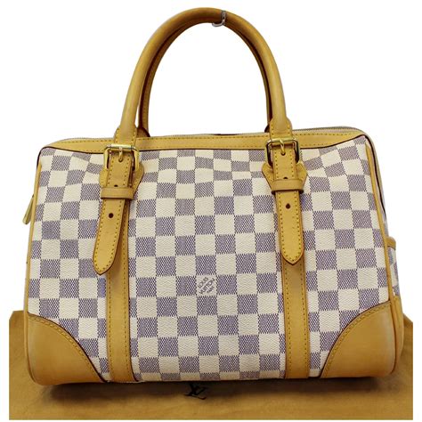 Louis Vuitton Berkeley Damier Azur Satchel Handbag White Us