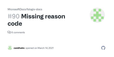 Missing Reason Code Issue 90 MicrosoftDocs Fslogix Docs GitHub