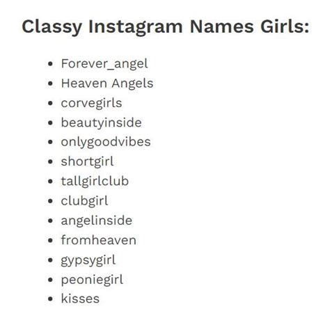 Classy Instagram Names Girls Cute Usernames For Instagram Name For Instagram Best Instagram
