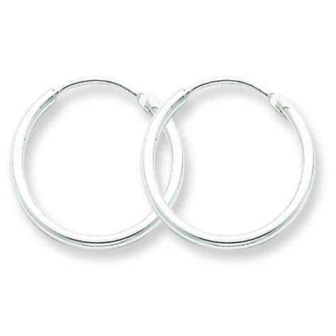 925 Sterling Silver 15 Mm Classic Endless Hoop Earrings Ce12mcm1s7j