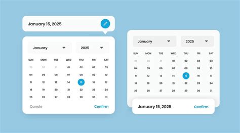Modern Date Picker Calendar Popup Layout Design With Two Variations For