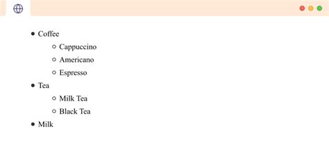 HTML Unordered List With Examples
