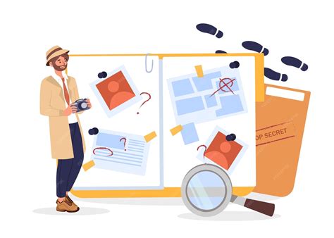 Premium Vector Detective And Secret Document Concept Man With Magnifying Glass Near Folder