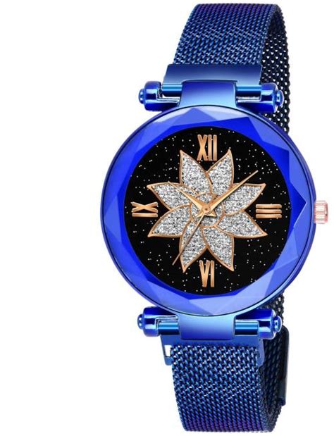 Buy ILOZ New Luxurious Looking Blue Flower Dail Magnet Buckle Starry