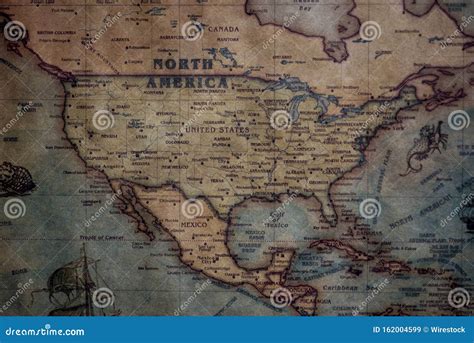 Closeup Shot Of A North America Continent On A Vintage Map Stock Image