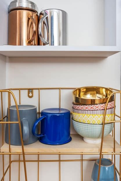 Premium Photo Metal And Wood Shelves With Porcelain Metal And Enamel