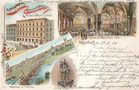 Postkarte Carte Postale Magdeburg Wilhelm Reichardt Kaiserhalle Kaiser