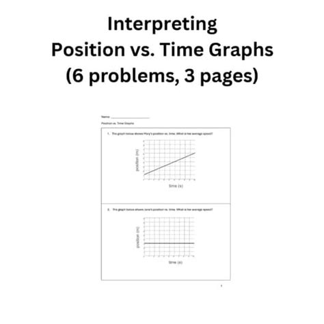 Interpreting Position Vs Time Graphs Speed Velocity Worksheet With Answer Key