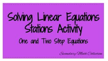 Solving Linear Equations Task Cards Stations Activity TPT
