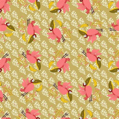 Premium Vector Seamless Crow And Cheese Pattern Pink Bird And Flower