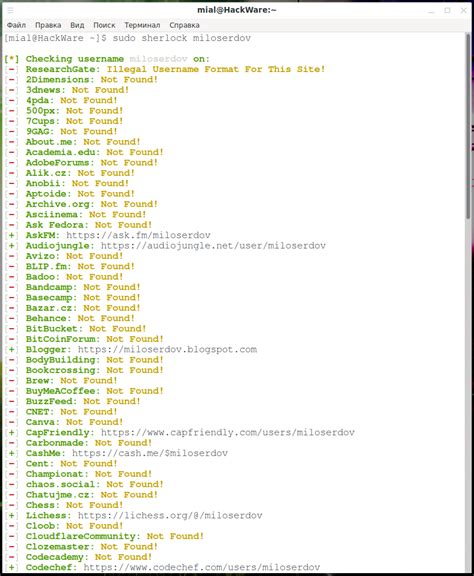 Sherlock — Инструменты Kali Linux